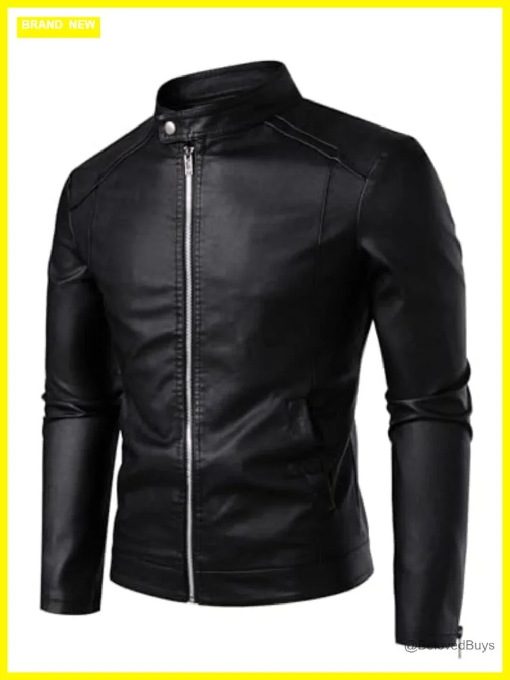 Other | Faux Leather Motorcycle Jacket Stand Collar Biker Coat | Poshmark